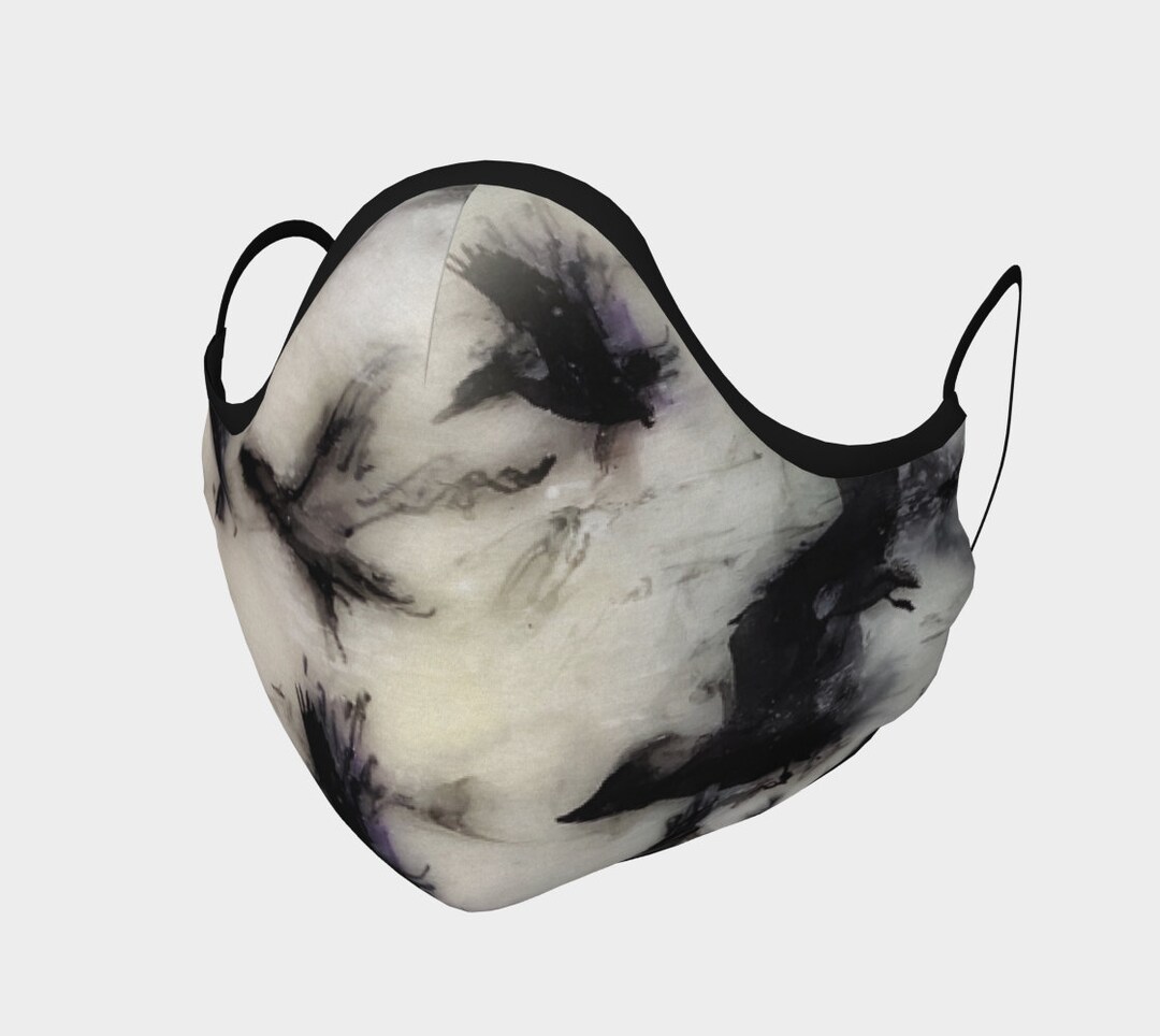 Crows Face Mask, Original Art Printed Unisex Face Cover, Crows Taking ...