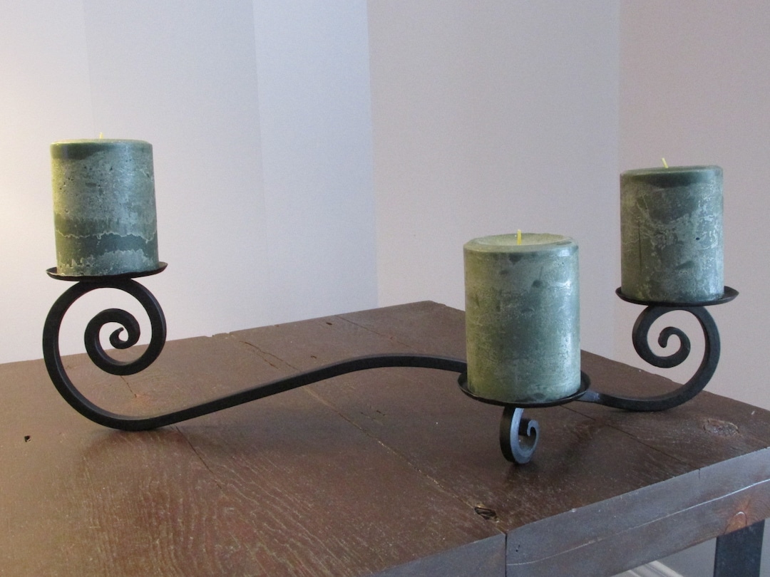 Wrought Iron 3 Tier Scroll Candle Holder ,hand Forged, Decor - Etsy