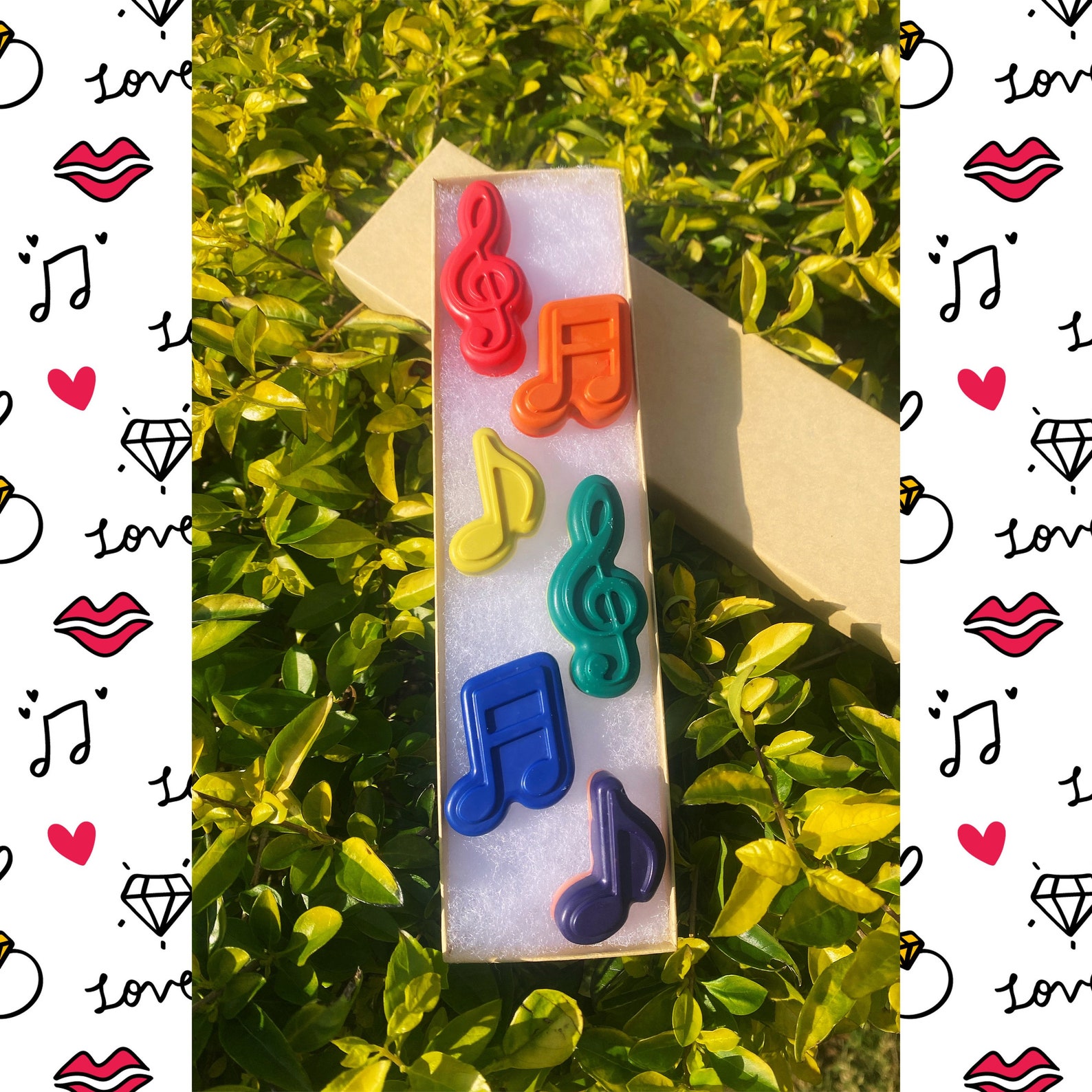 MUSIC Crayons, Pack of 6 Crayons for Kids, Music Notes Shaped Crayons ...