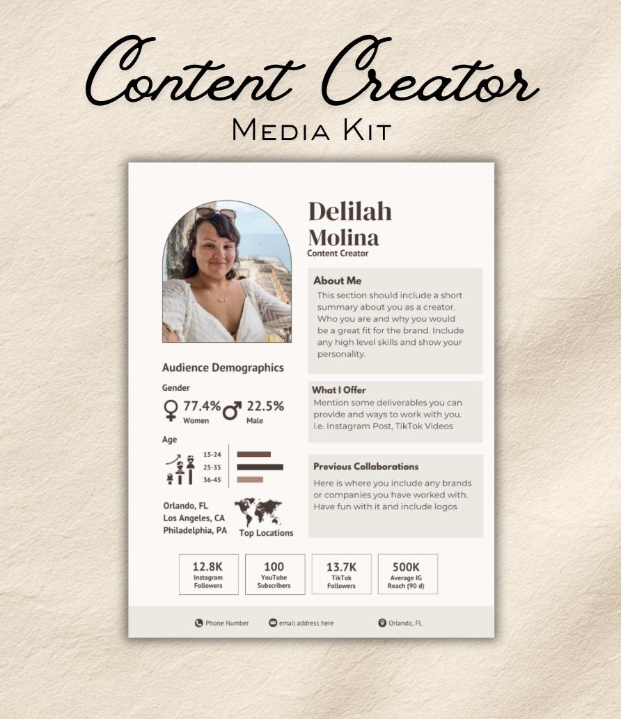 Influencer Media Kit Canva Template / Media Kit for Content Creator - Etsy