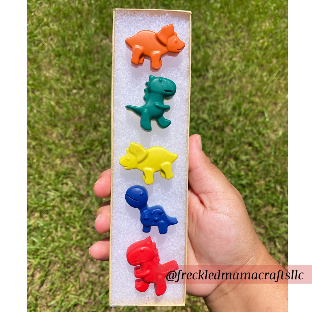 DINOSAUR Crayons, Pack of 5 Crayons for Kids, Dinosaur Shaped Crayons ...