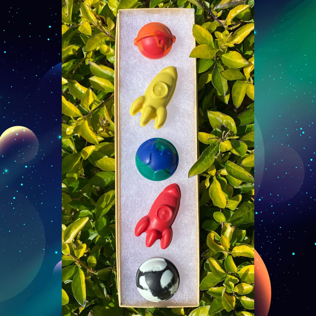 SPACE Crayons, Pack of 5 Crayons for Kids, Outer Space Shaped Crayons ...