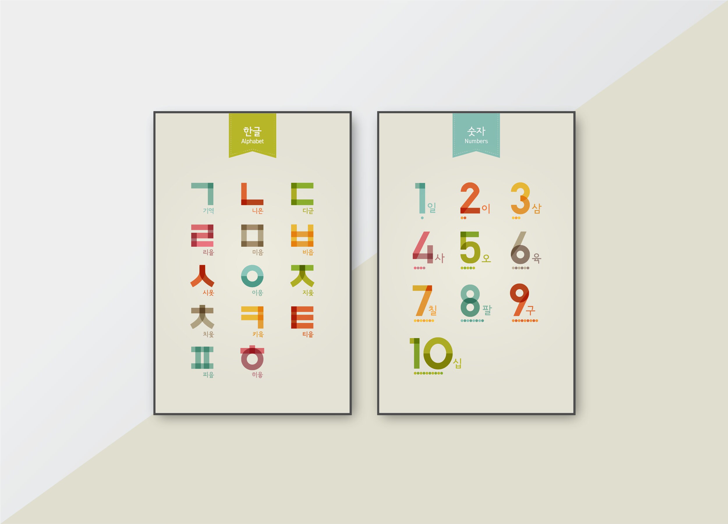 11x17 Korean Alphabet and Number Posters • Hagul Poster • Hanguel ...