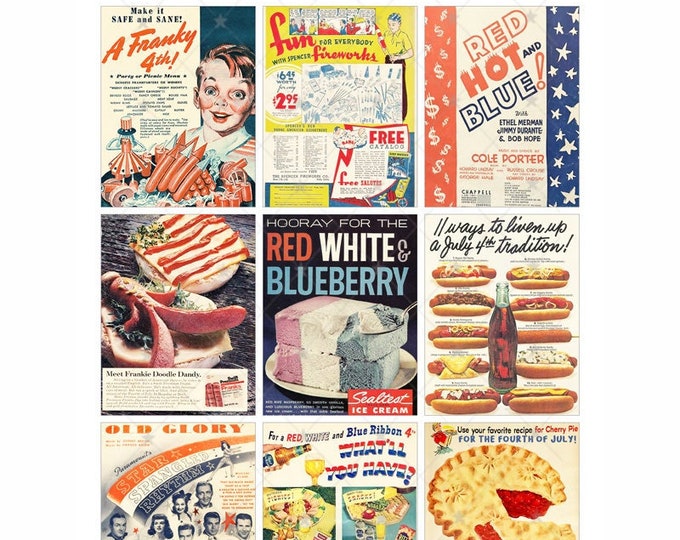 Vintage PATRIOTIC Advertising Digital Collage Sheet Instant PDF JPEG ...