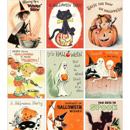 Digital Collage Sheet Retro Halloween Instant Download - Etsy