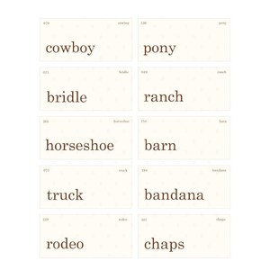 Western Cowboy Flashcards Digital Collage Sheet Instant - Etsy