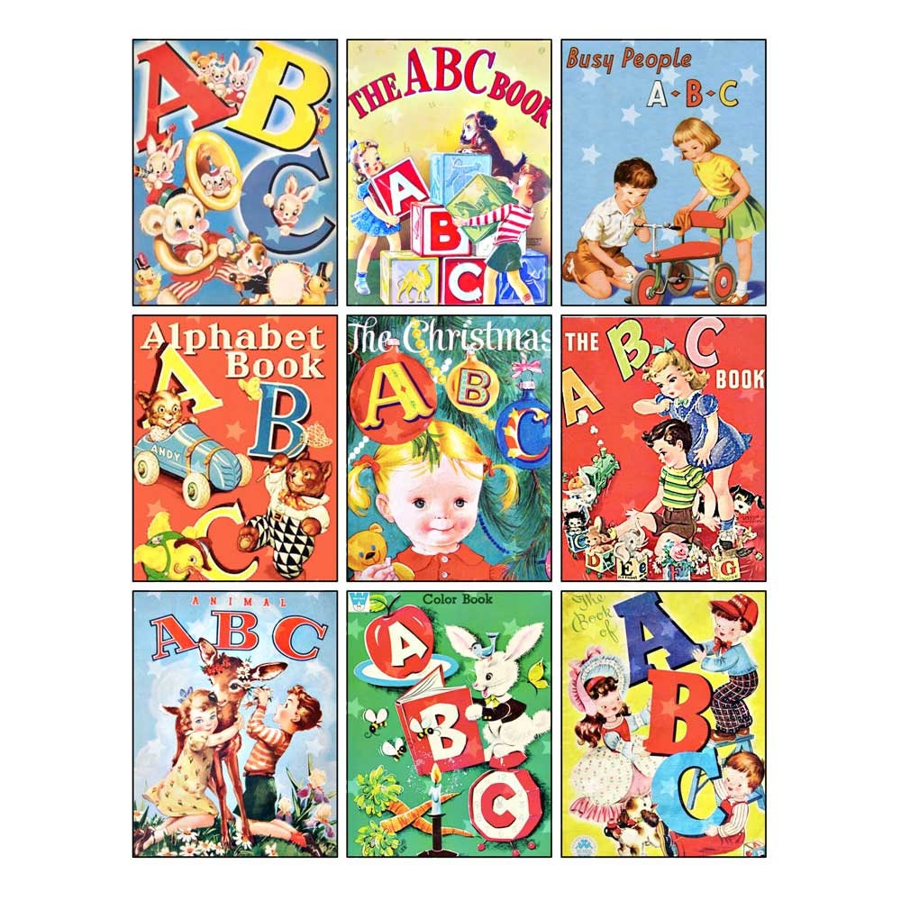 Vintage ABC Book Gift Tags Atc Digital Collage Sheet - Etsy