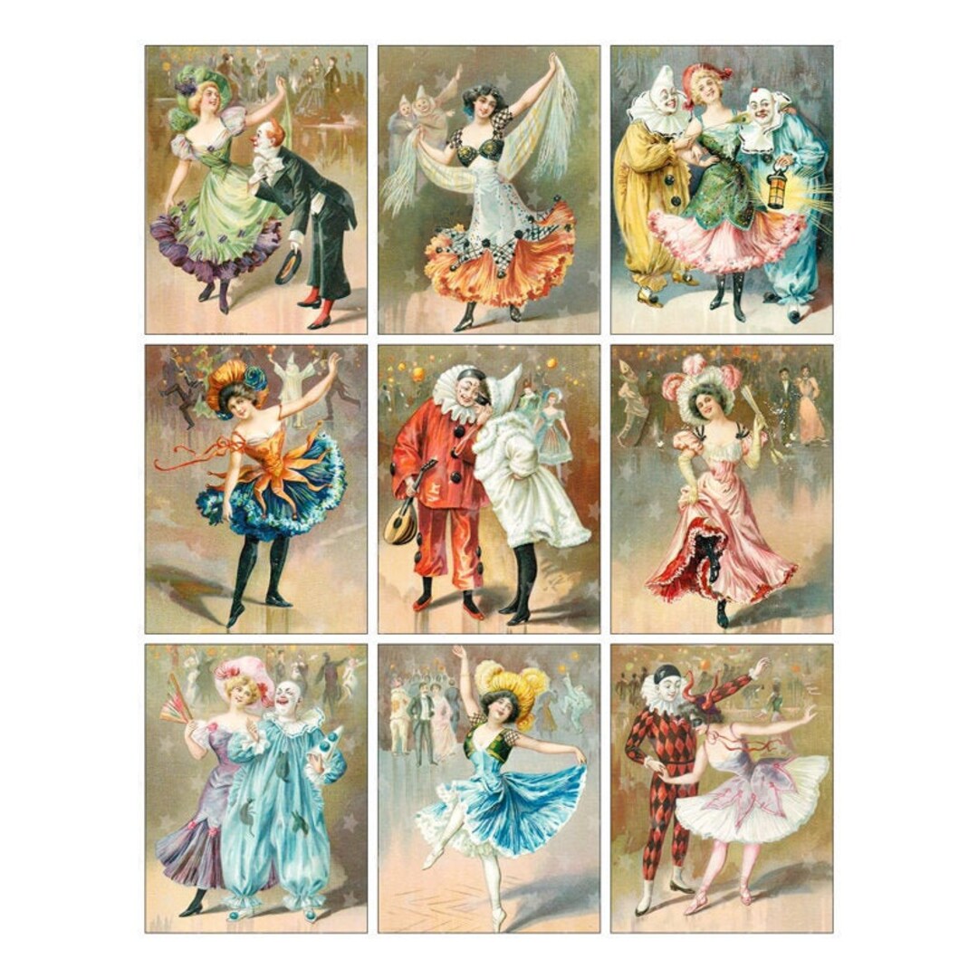 Vintage CARNIVAL Digital Collage Sheet Instant PDF JPEG Download ...
