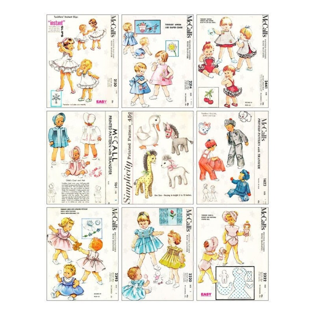 PRETTIE Toddler Sewing Pattern Covers Digital Collage Sheet Instant PDF ...