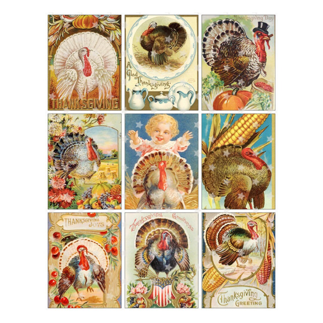 Vintage THANKSGIVING Digital Collage Sheet Instant PDF JPEG Download ...