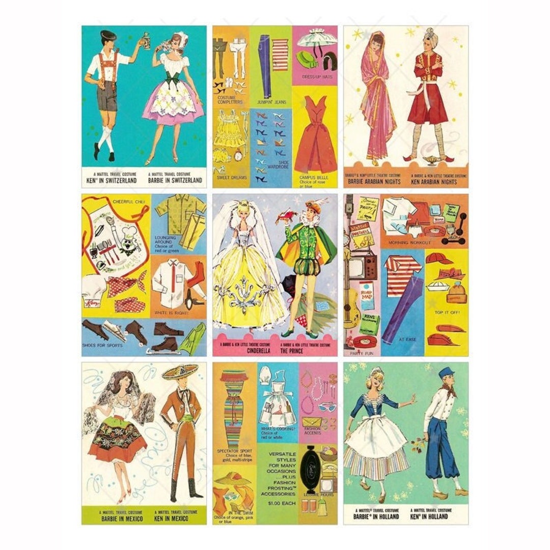 Vintage BARBIE Dress up Digital Collage Sheet Instant PDF JPEG Download ...
