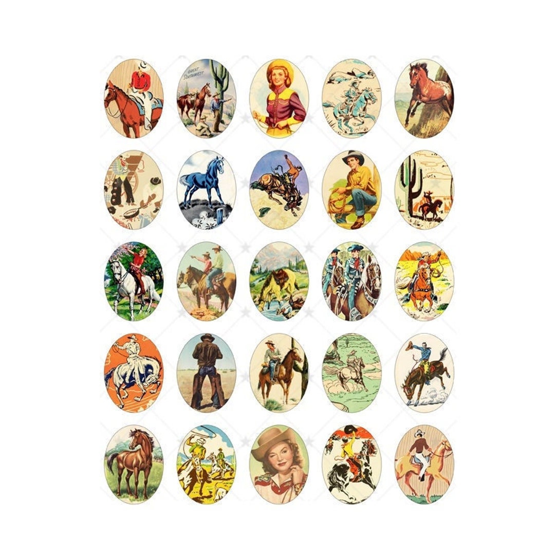 Vintage Western OVALS 30 X 40mm Oval Digital Collage Sheet Instant PDF ...