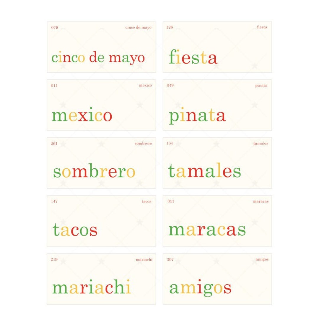Cinco De Mayo Flashcards Digital Collage Sheet Instant PDF - Etsy