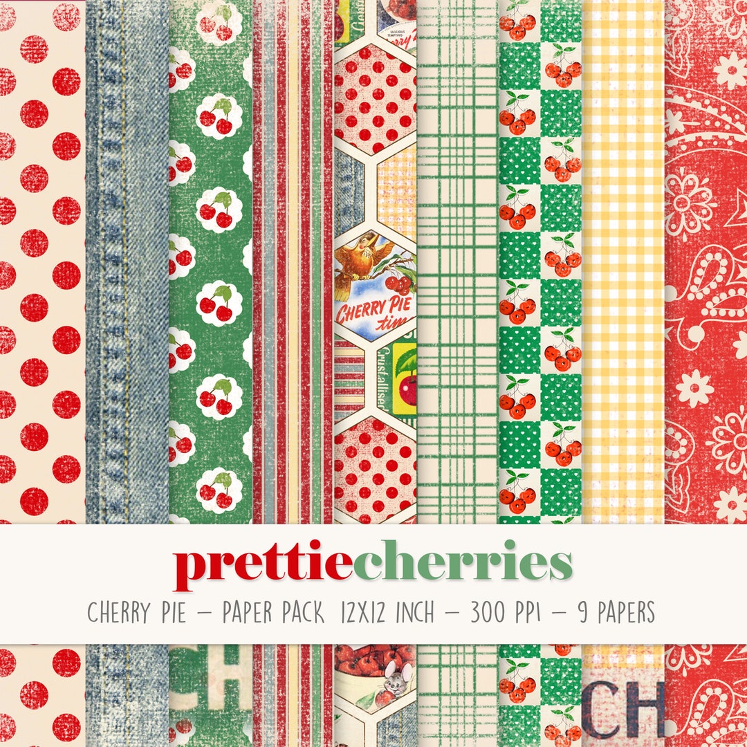 Prettie Cherry Papers 9 Instant Download 300ppi Scrapbooking, Crafting ...