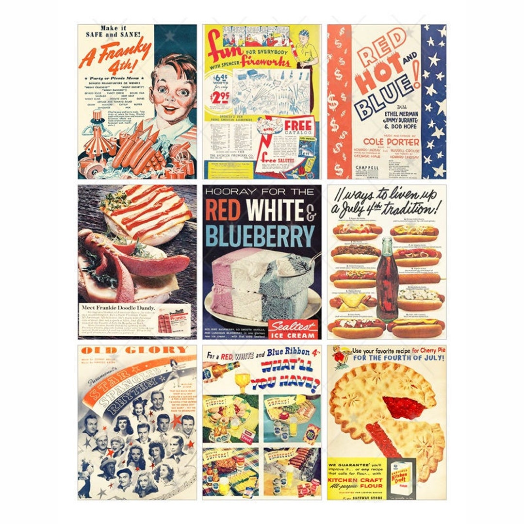 Vintage PATRIOTIC Advertising Digital Collage Sheet Instant PDF JPEG ...