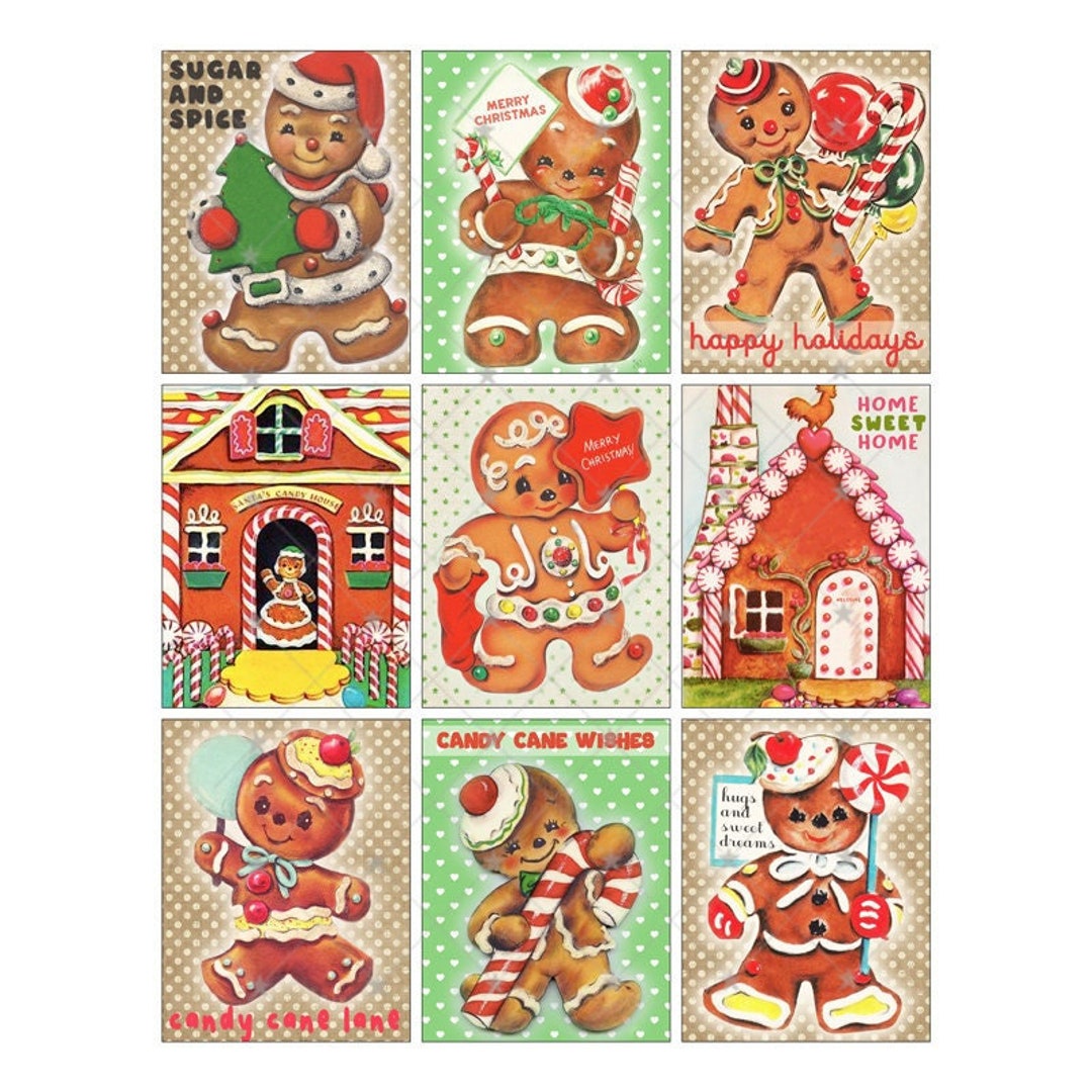 Vintage Gingerbread Christmas Gift Tags ATC Digital Collage Sheet ...