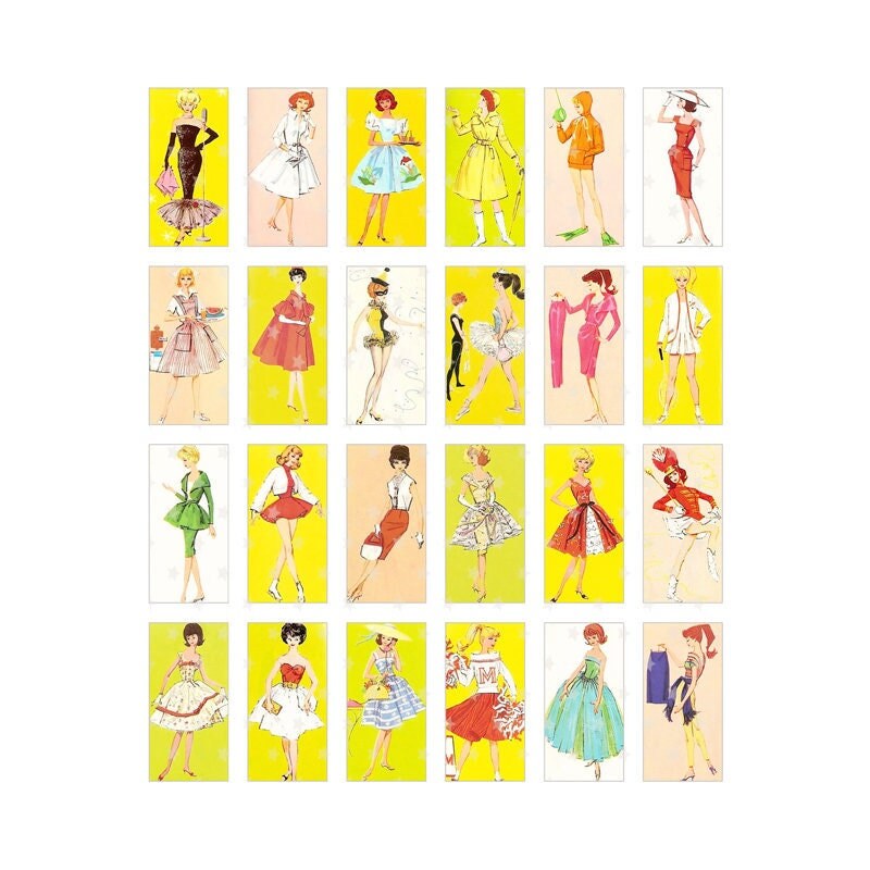 Vintage Barbie Fashion 2 Digital Collage Sheet Domino - Etsy