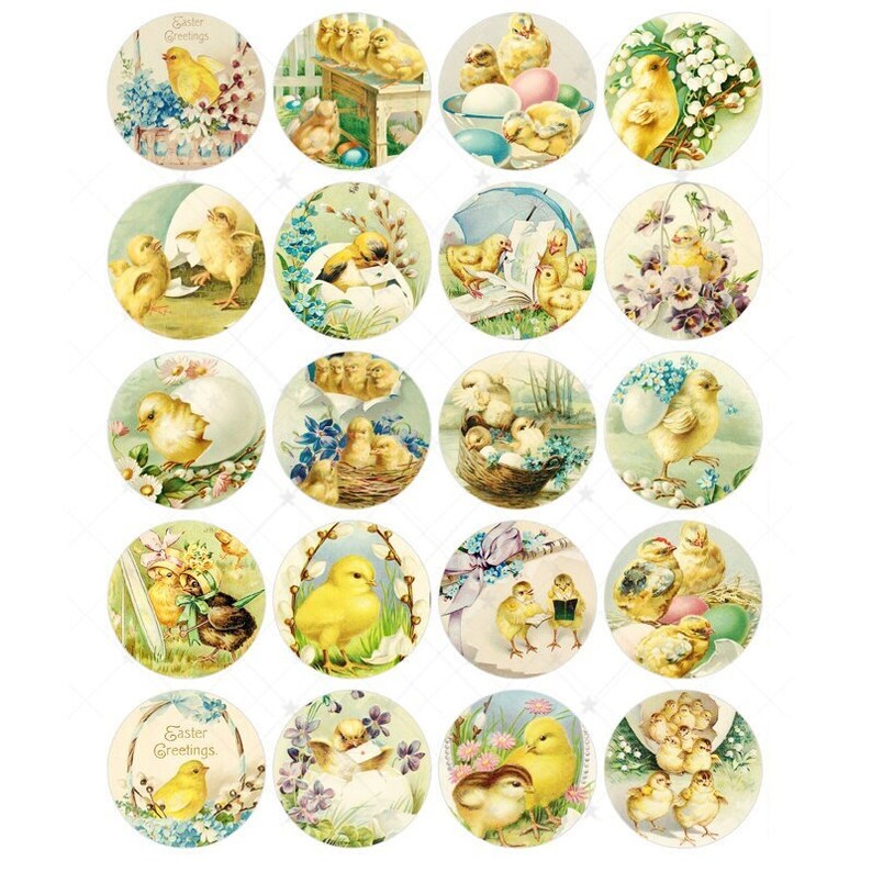 Vintage Easter Chick 2 INCH Digital Collage Sheet Instant - Etsy