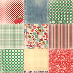 Prettie Cherry Papers 9 Instant Download 300ppi Scrapbooking, Crafting ...