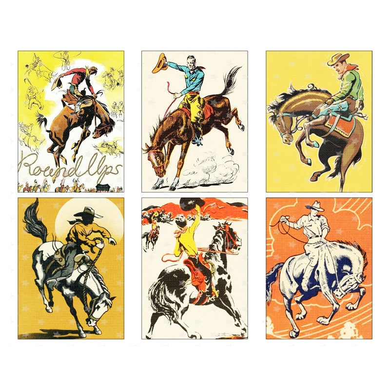 Vintage Western Cowboy Images Journaling Digital Collage | Etsy