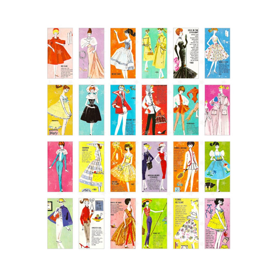 Vintage Barbie Fashion Digital Collage Sheet Domino Instant PDF JPEG ...