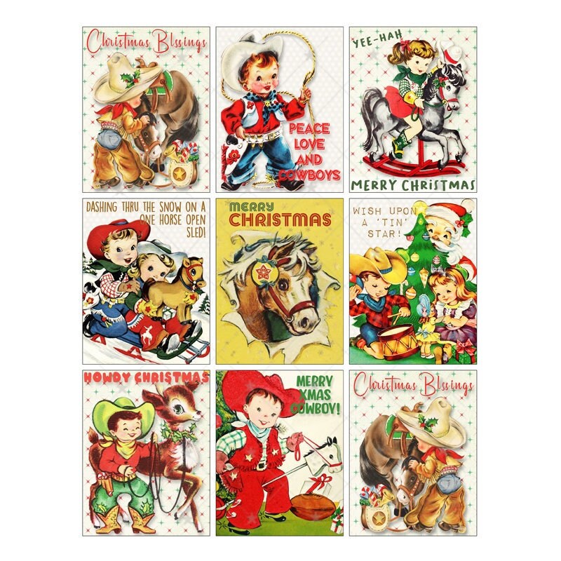 Western Christmas Gift Tags ATC Digital Collage Sheet - Etsy