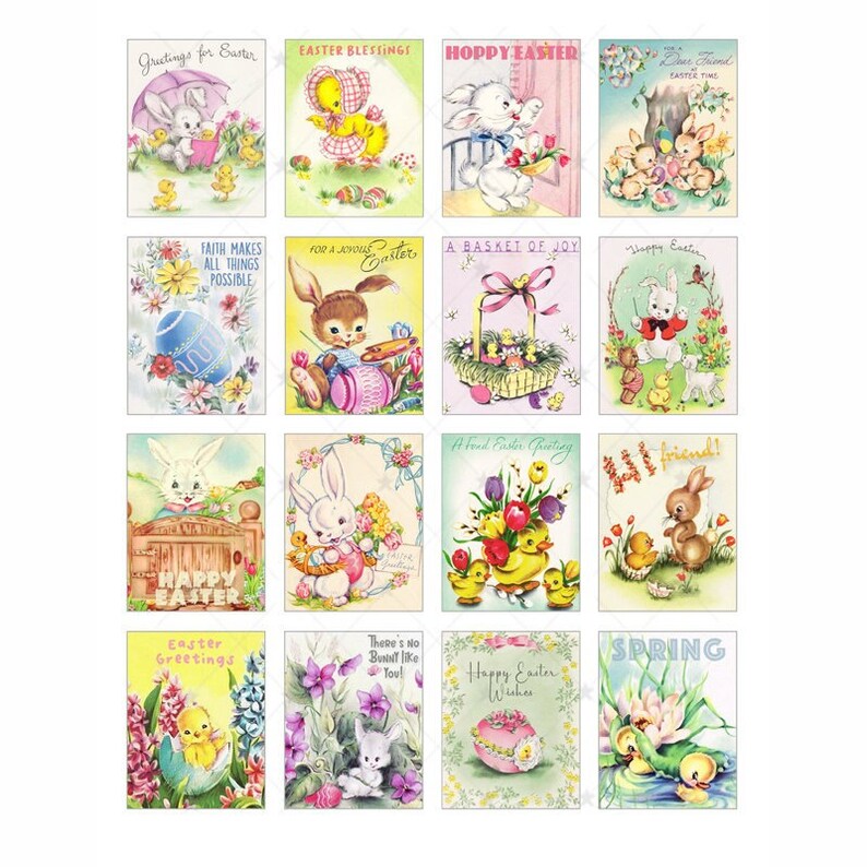 Vintage Easter Digital Collage Sheet Instant PDF JPEG - Etsy