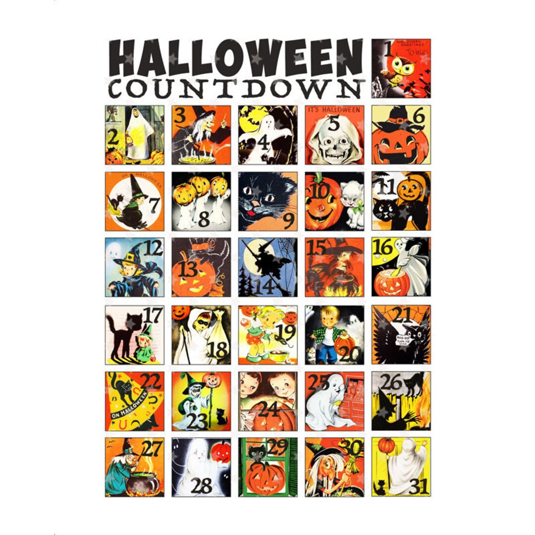 Halloween Countdown Printable 8 X 10 Instant PDF JPEG Download 300ppi ...