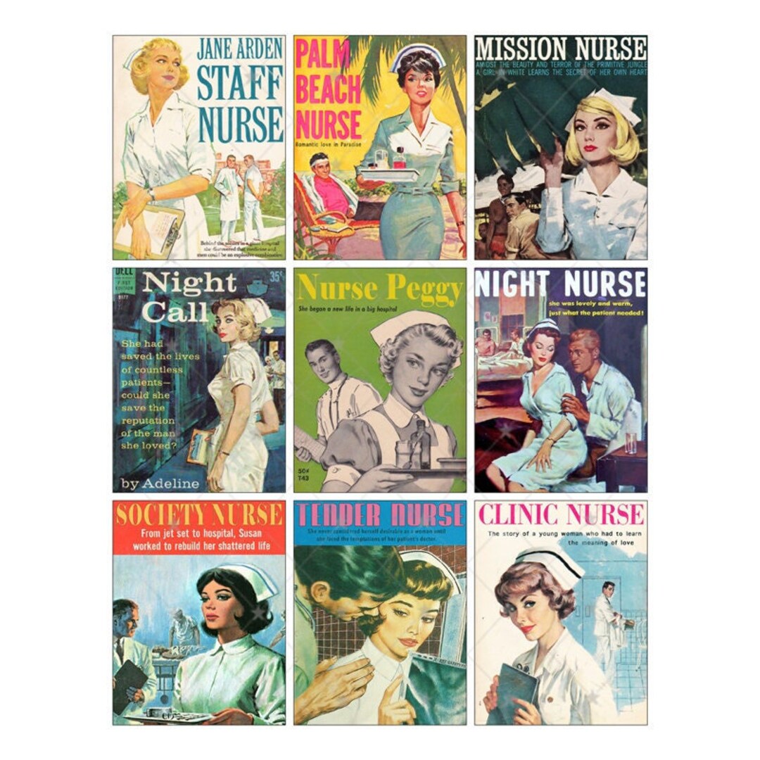Vintage Pulp Fiction Nurse ATC Digital Collage Sheet Instant PDF JPEG ...
