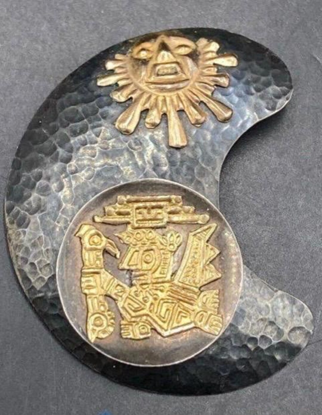 Vintage Peru Peruvian Peruvian Sterling Silver 925 and 18 Kt Gold High ...