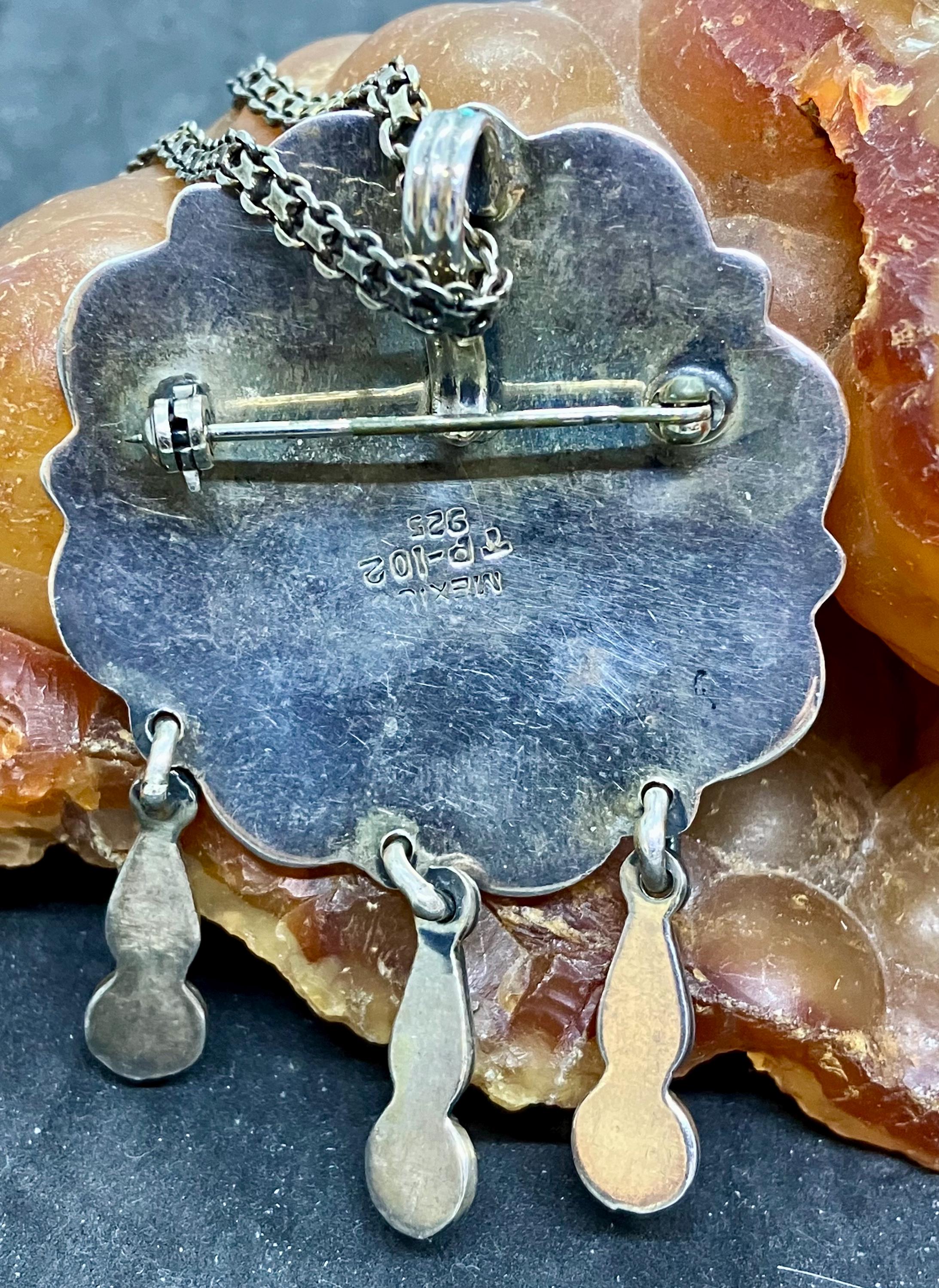 Vintage Taxco Mexico Mexican Matl Style Convertible Brooch/pendant and ...