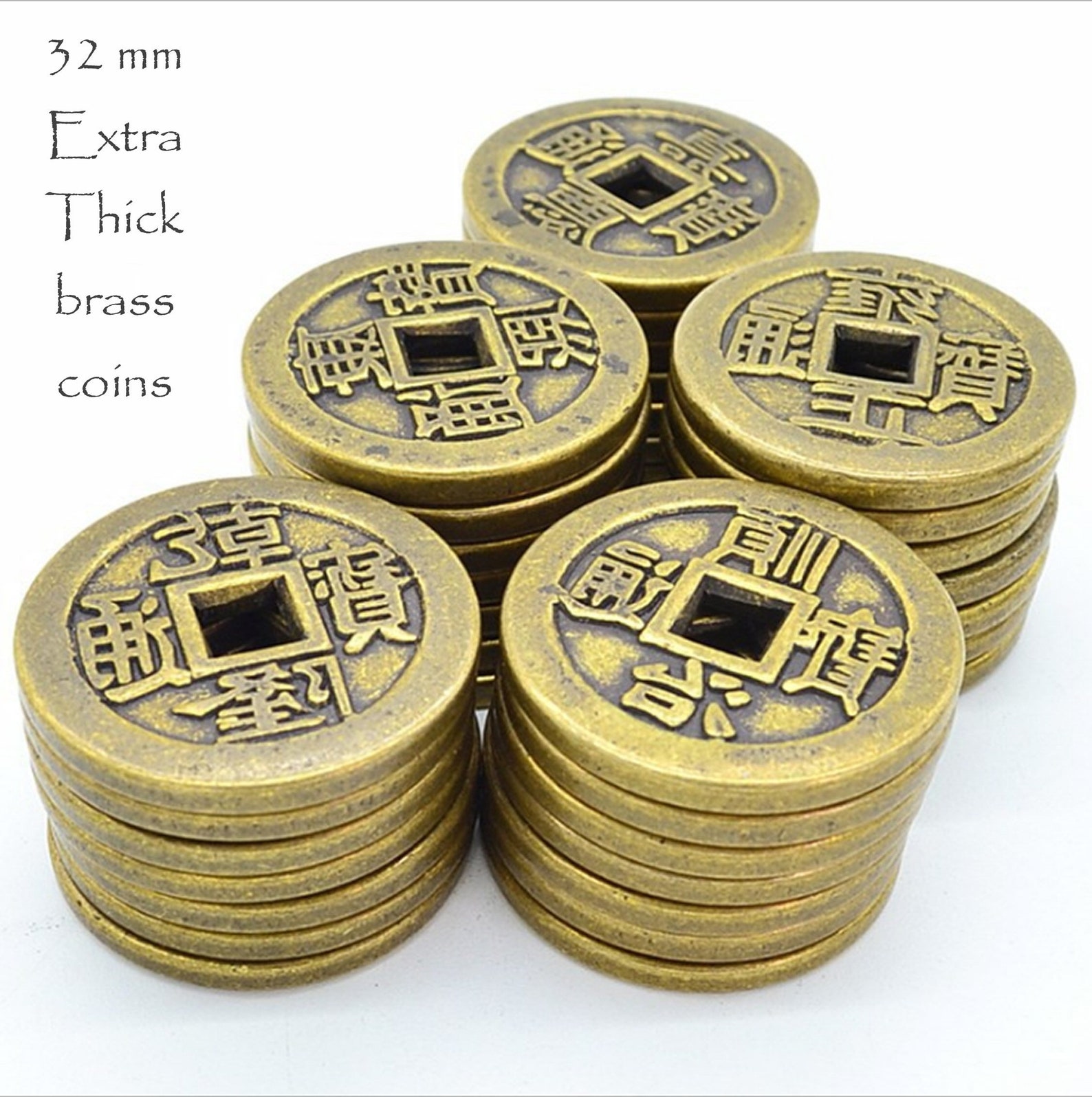 3 pcs Extra Thick Large Brass I Ching Coins. 32 cm weight | Etsy