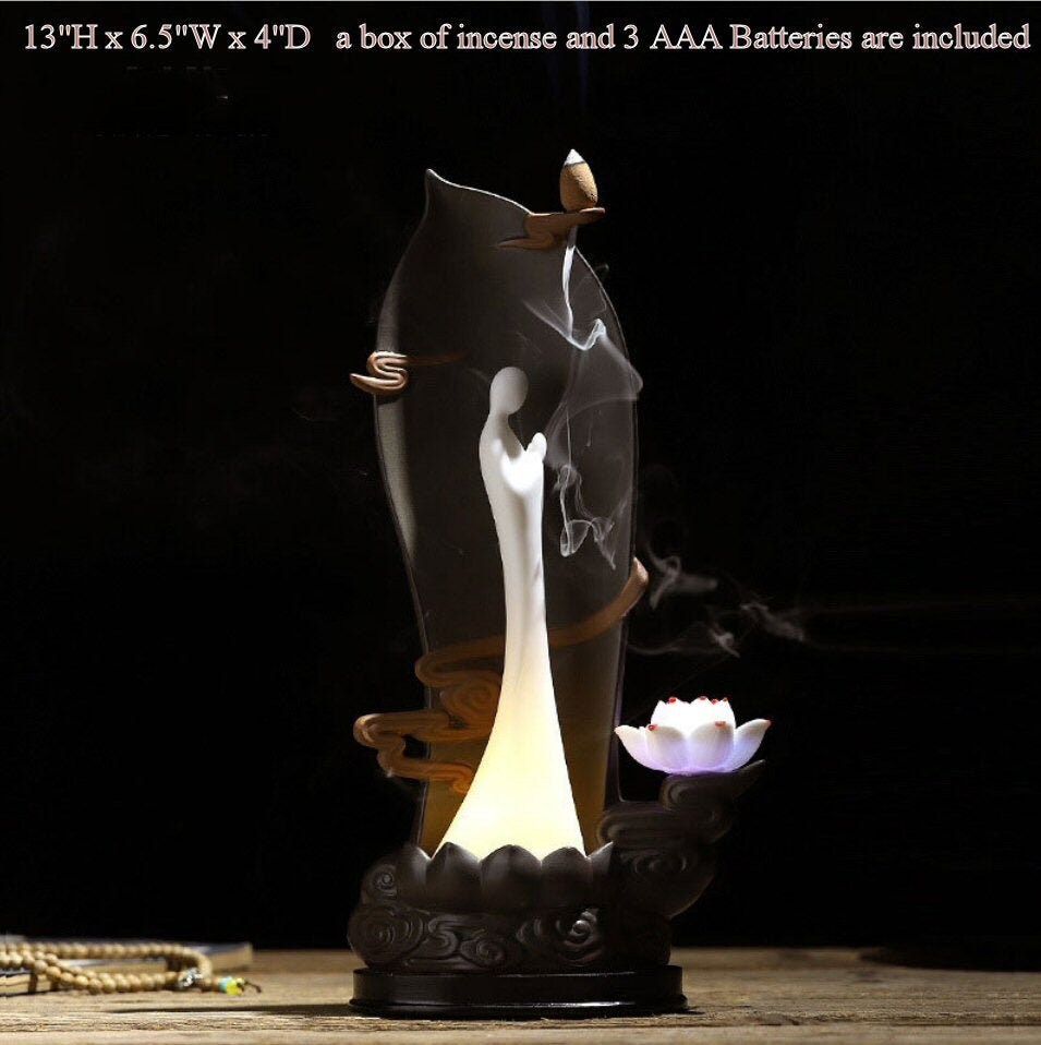 USB powered zen LED backflow incense burner with a box of FREE incense ...