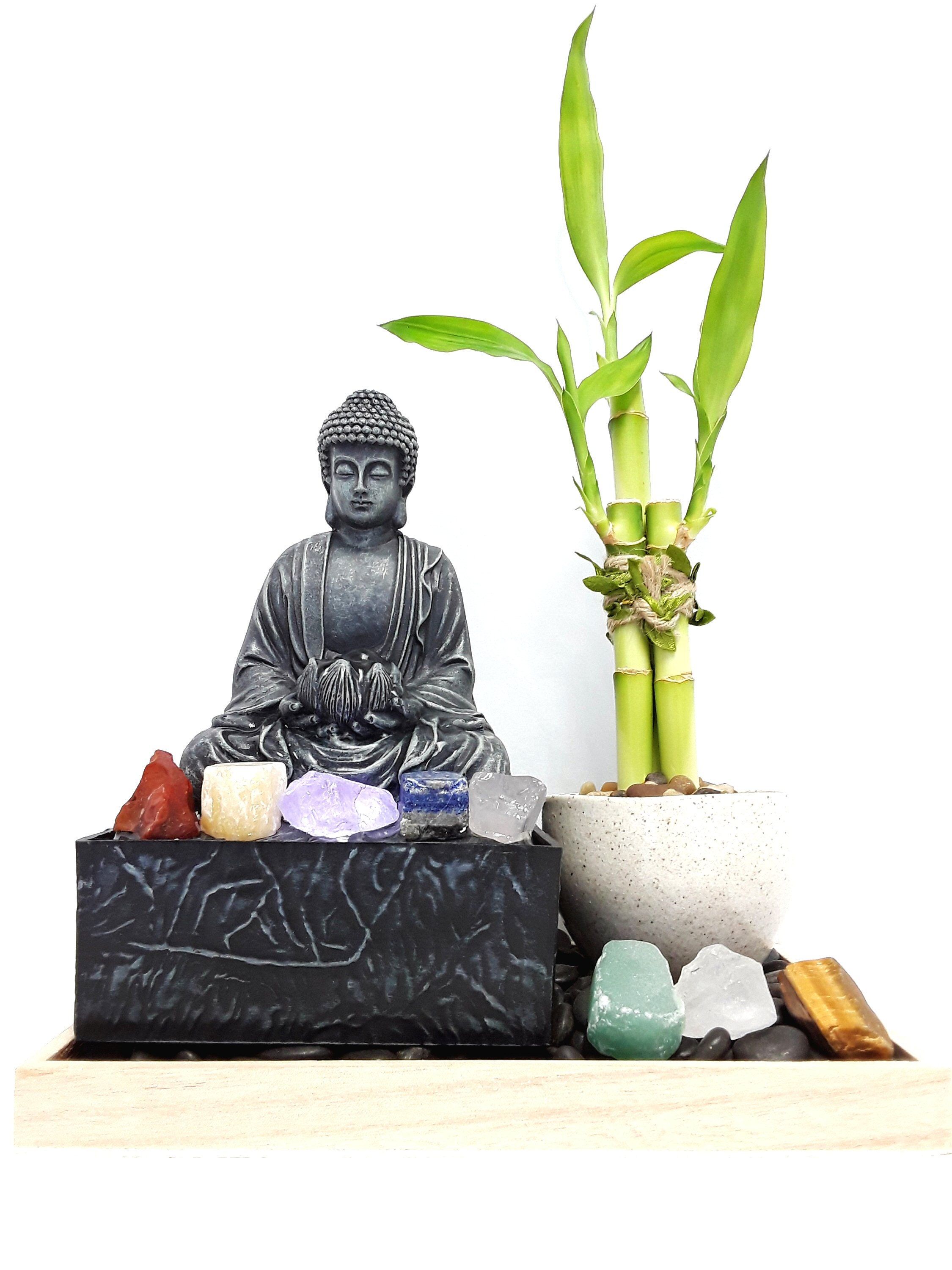 Mindful ZEN Gift 7 Chakra Raw Crystals set with a battery powered small ...