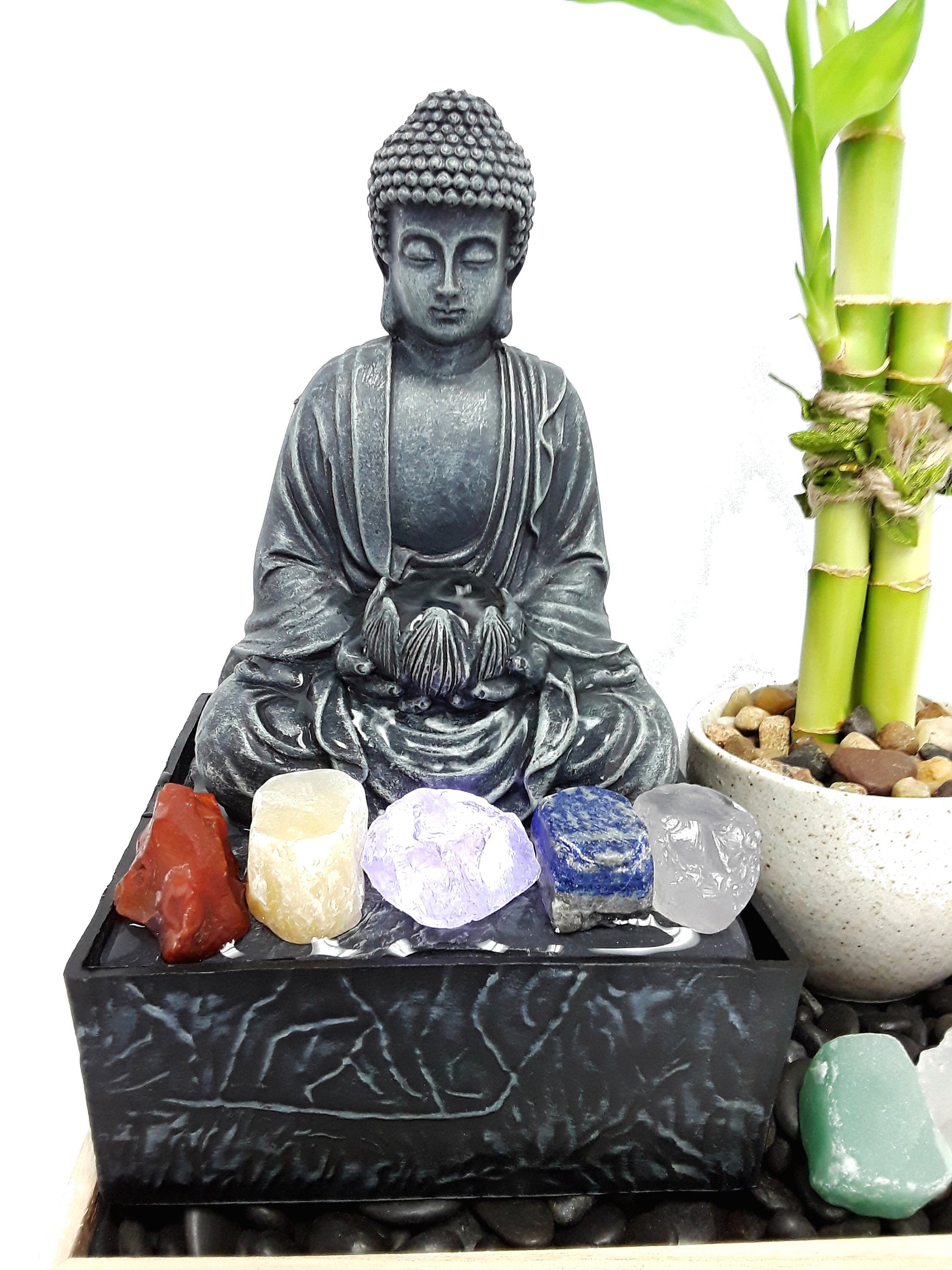 Mindful ZEN Gift 7 Chakra Raw Crystals set with a battery powered small ...