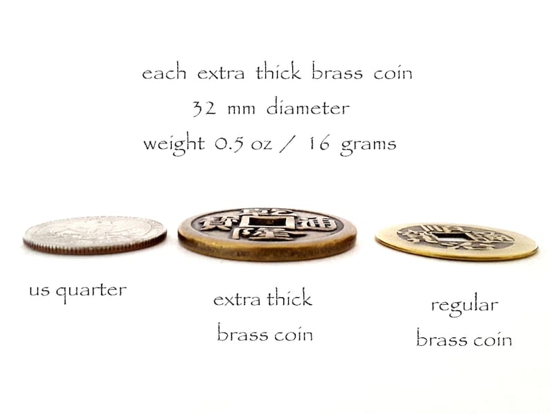 3 Pcs Extra Thick Large Brass I Ching Coins. 32 Cm Weight | Etsy