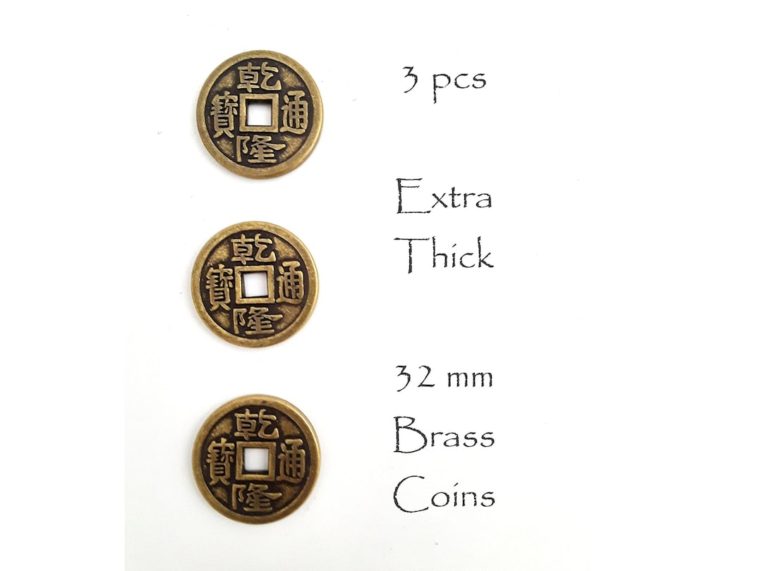 3 Pcs Extra Thick Large Brass I Ching Coins. 32 Mm Weight About 0.5 Oz ...