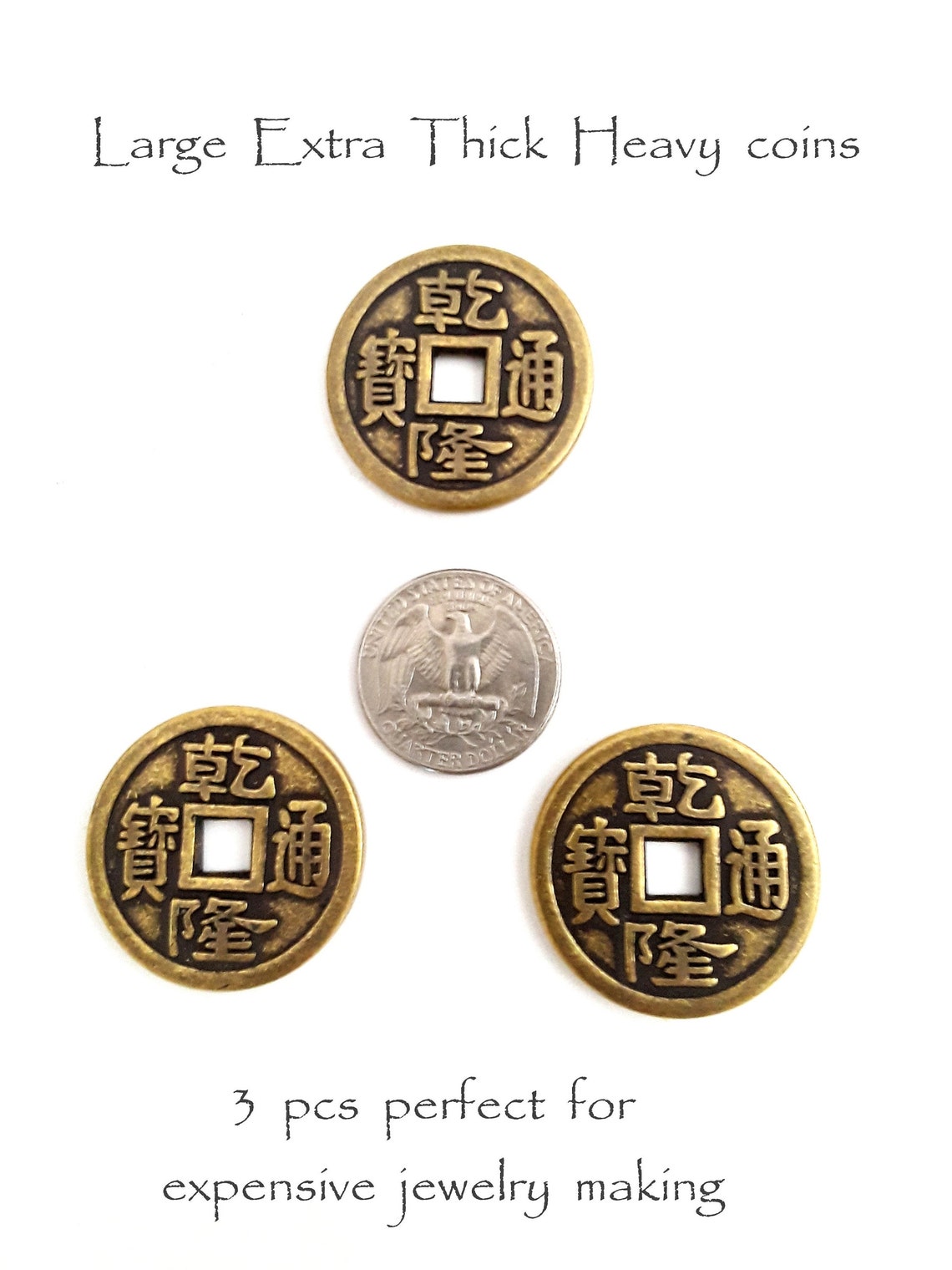 3 pcs Extra Thick Large Brass I Ching Coins. 32 cm weight | Etsy