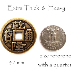 3 Pcs Extra Thick Large Brass I Ching Coins. 32 Mm Weight About 0.5 Oz ...