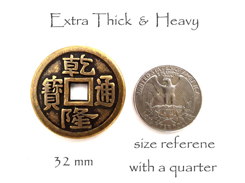 3 Pcs Extra Thick Large Brass I Ching Coins. 32 Cm Weight - Etsy