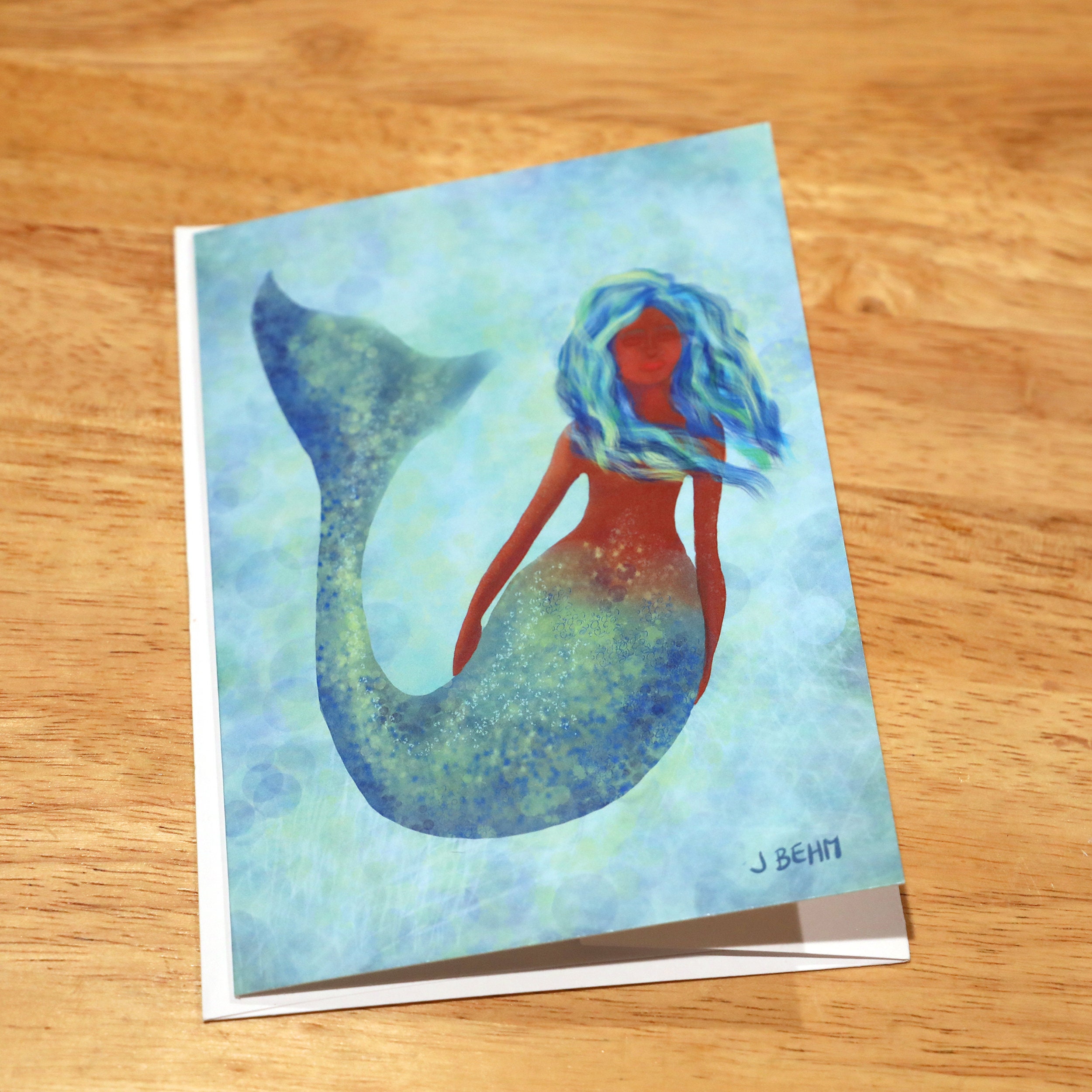 Set of Nine 7x5 Inch Mermaid Note Cards, Mermaid Notecards Pack, Set of ...