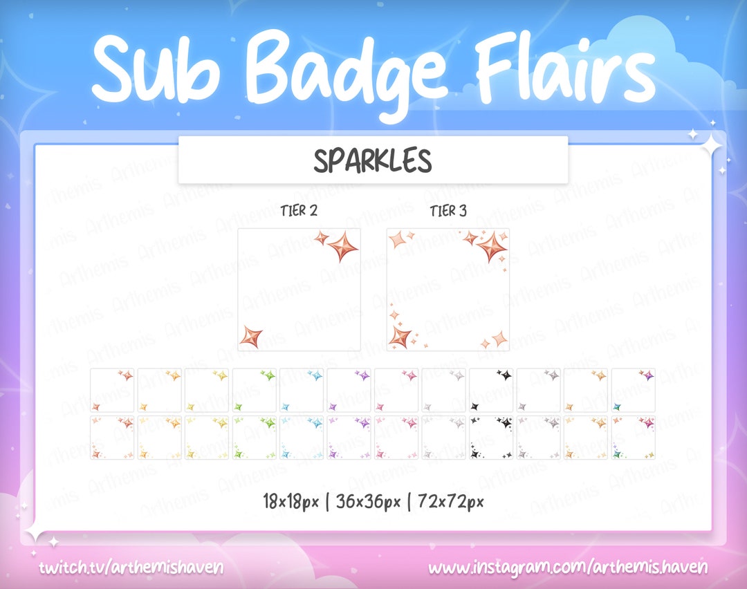 20 Twitch Sub Badge Flairs | Sparkle | Tier 2 and Tier 3 | Cute ...
