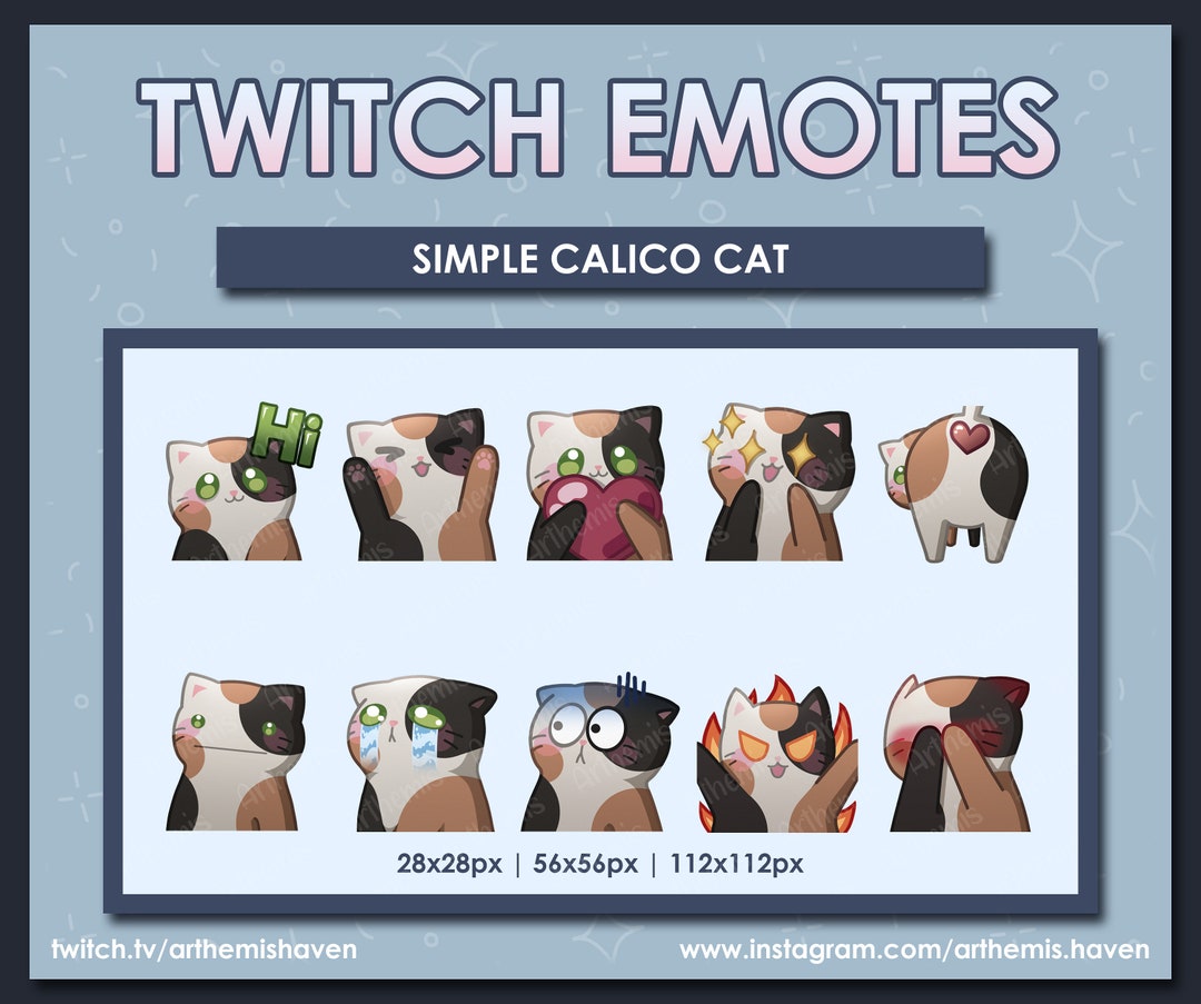 Cute Simple Calico Cat Emotes Twitch Youtube Discord - Etsy