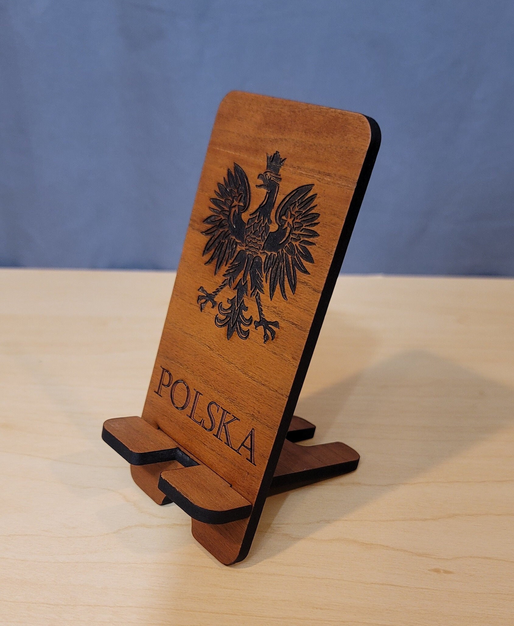 Engraved Polish Emblem Wooden Phone Stand. Perfect Gift for Any Polish ...