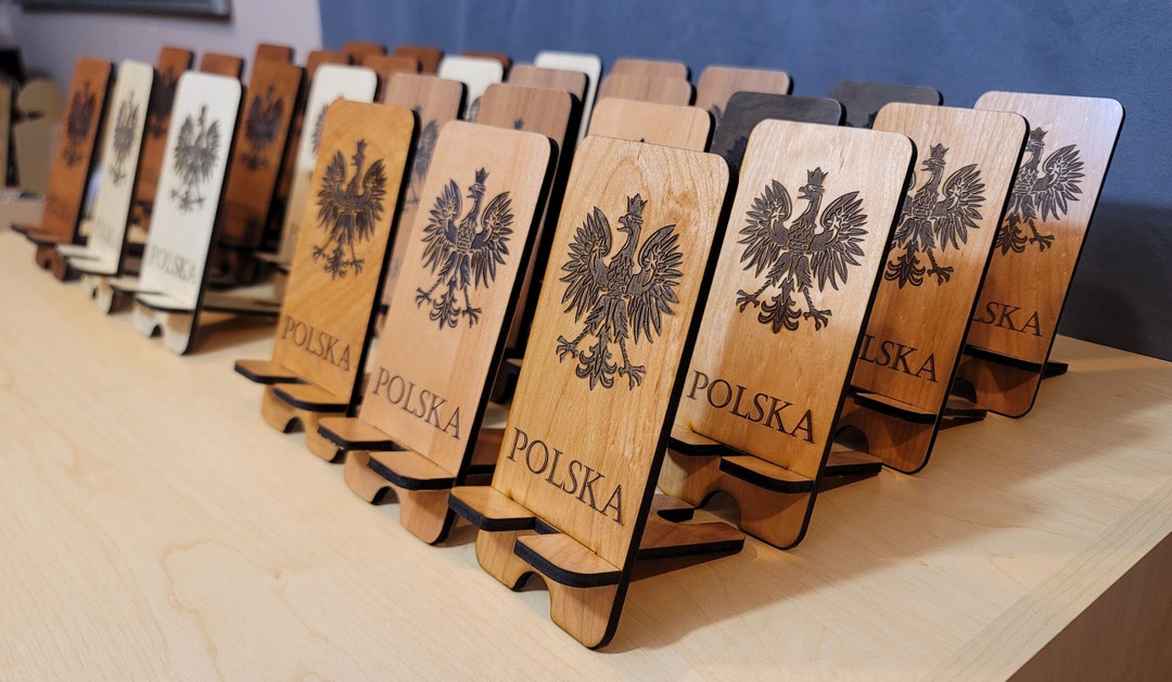 Engraved Polish Emblem Wooden Phone Stand. Perfect Gift for Any Polish ...