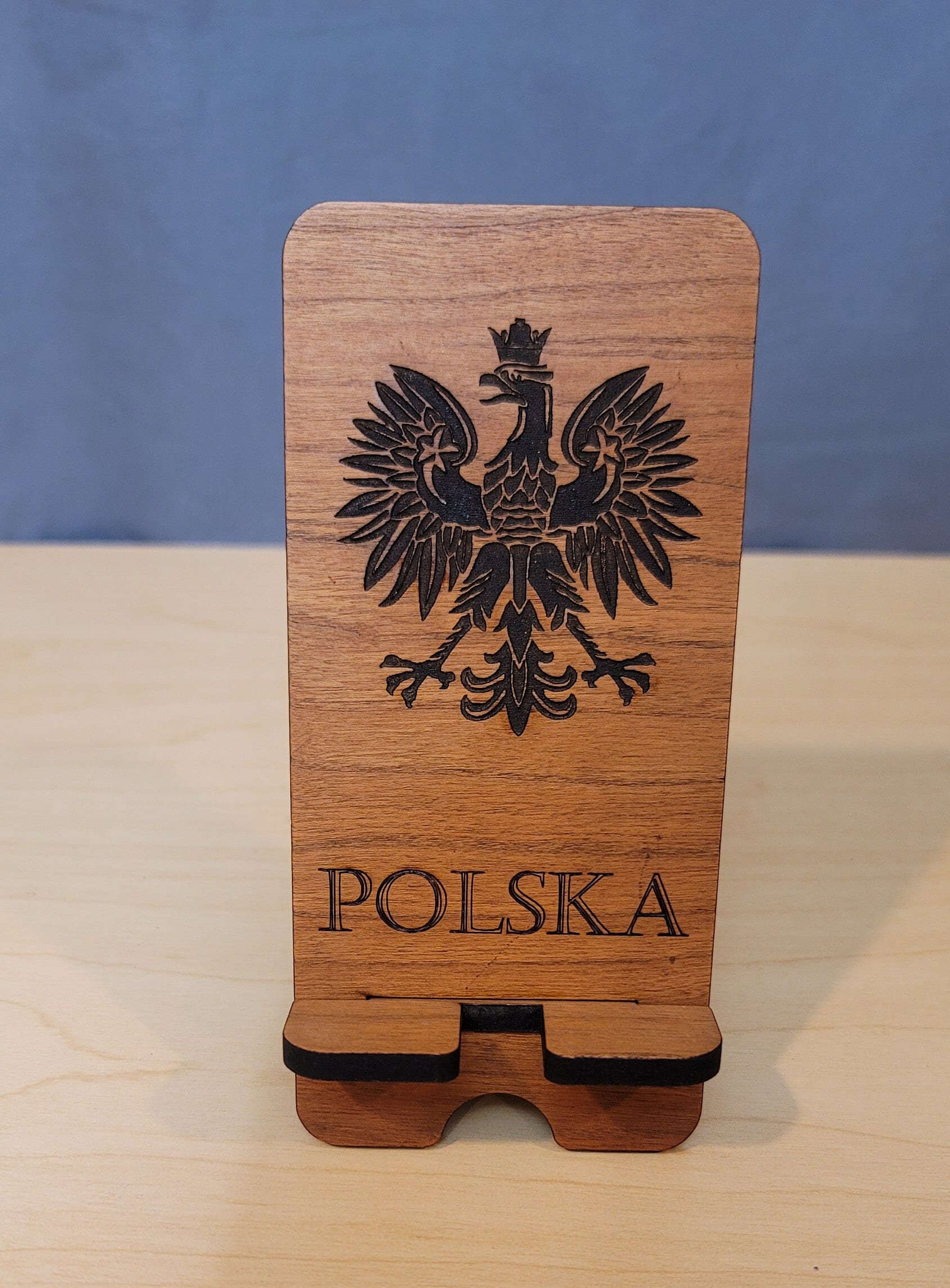 Engraved Polish Emblem Wooden Phone Stand. Perfect Gift for Any Polish ...