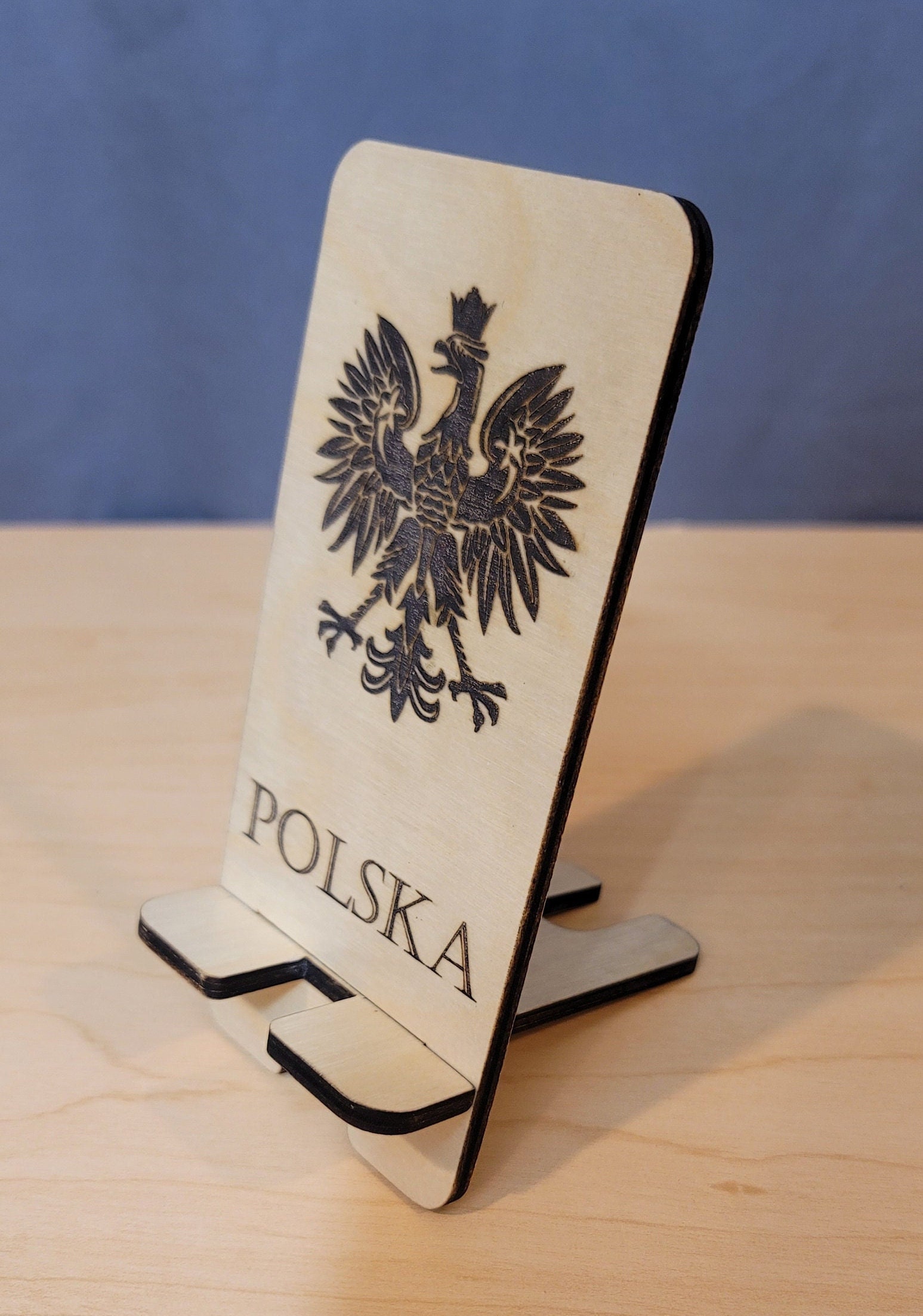 Engraved Polish Emblem Wooden Phone Stand. Perfect Gift for Any Polish ...