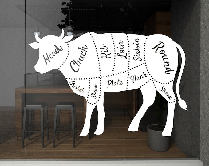Butchery Wall Decal Meat Wall Decal Fresh Meat Sticker Butchery Wall ...