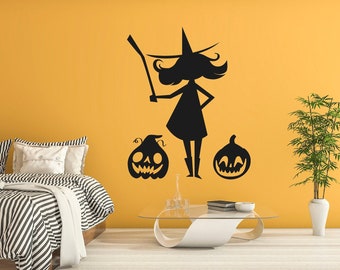 Halloween Decal, Halloween Wall Decal, Witch Decal, Flying Witch Decal ...