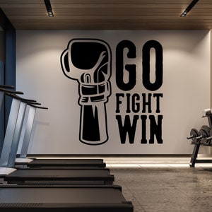 Go Fight Win Wall Decal Boxing Gloves Decal Martial Arts Wall Sticker ...